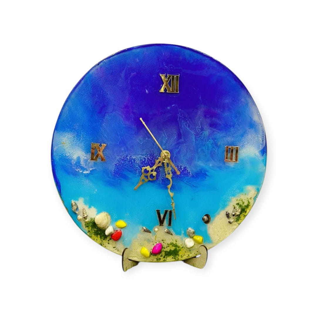 Ocean Resin Wall Clock 12 Inch | Handmade Beach Decor - Etsy