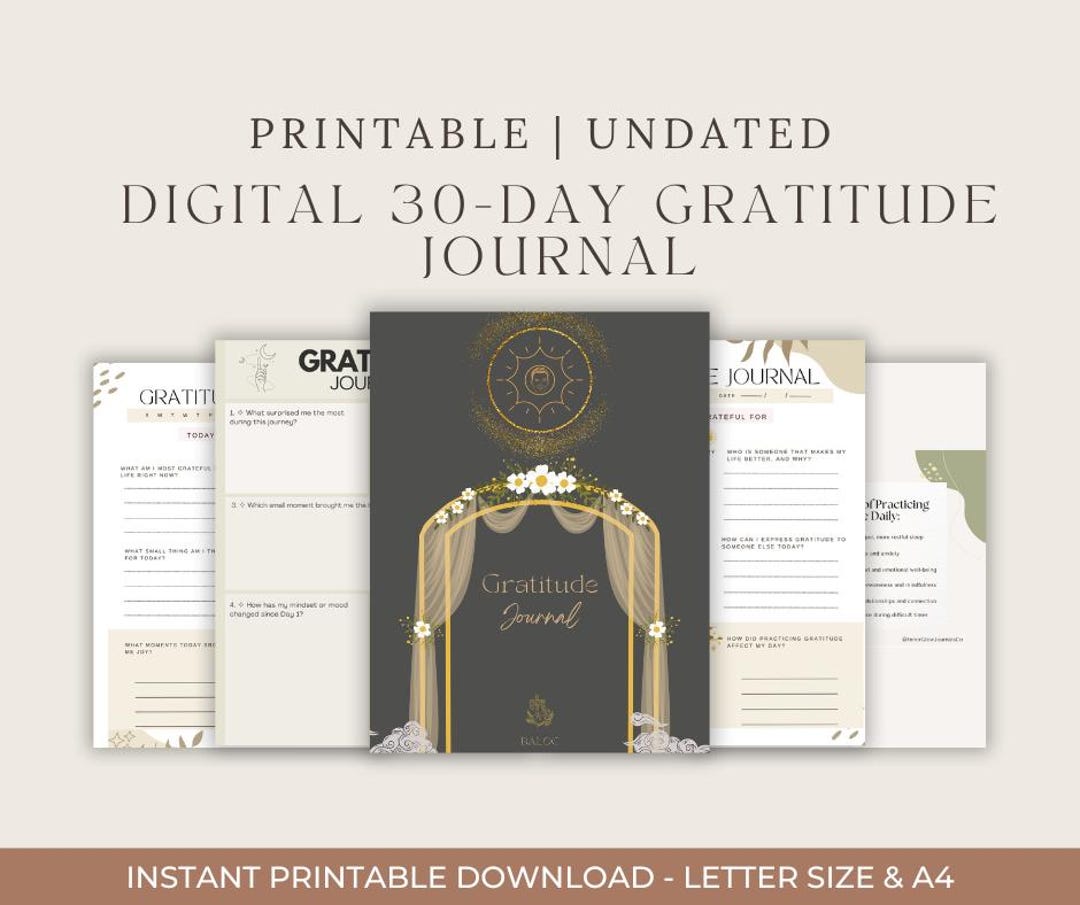 30-day Gratitude Journal Printable PDF – Daily Thankfulness Journal ...