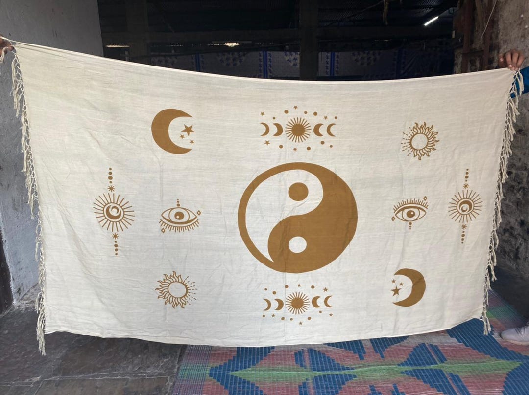 Yin Yang Sarong: Celestial Sun, Moon & Stars Beach Wrap - Etsy