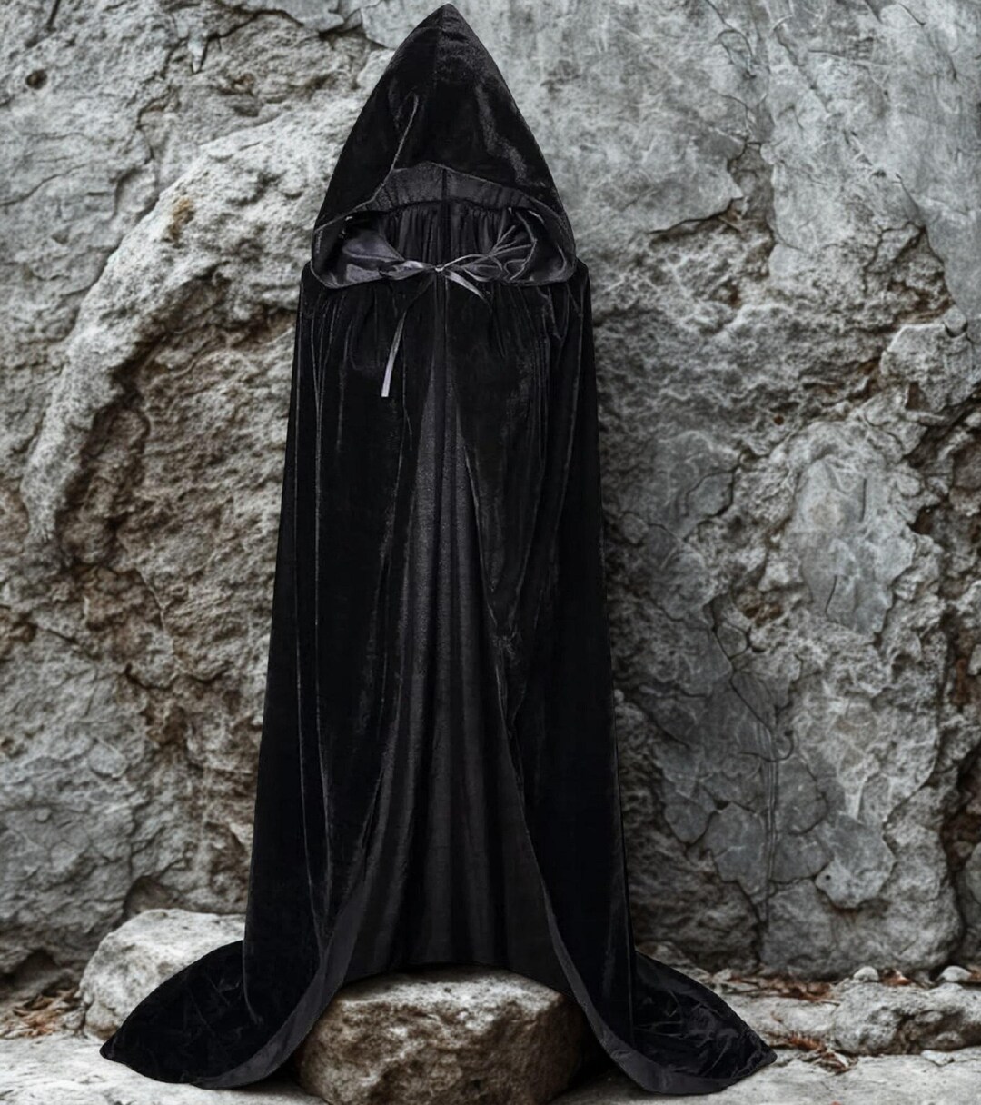 Gothic Vampire Cape Hooded Cloak - Halloween Witch Wizard Robe - Unisex ...
