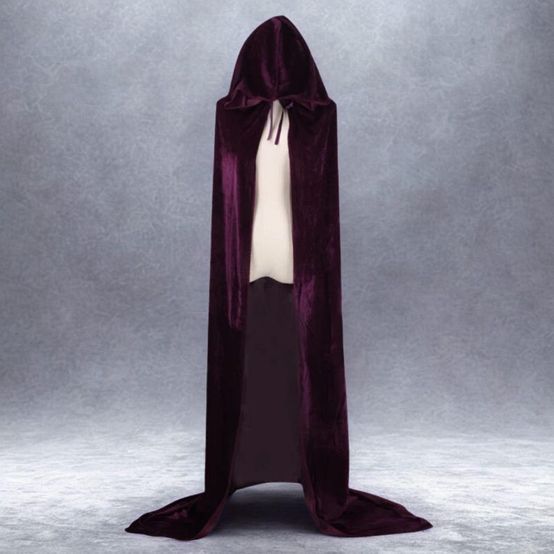 Gothic Vampire Cape Hooded Cloak - Halloween Witch Wizard Robe - Unisex ...