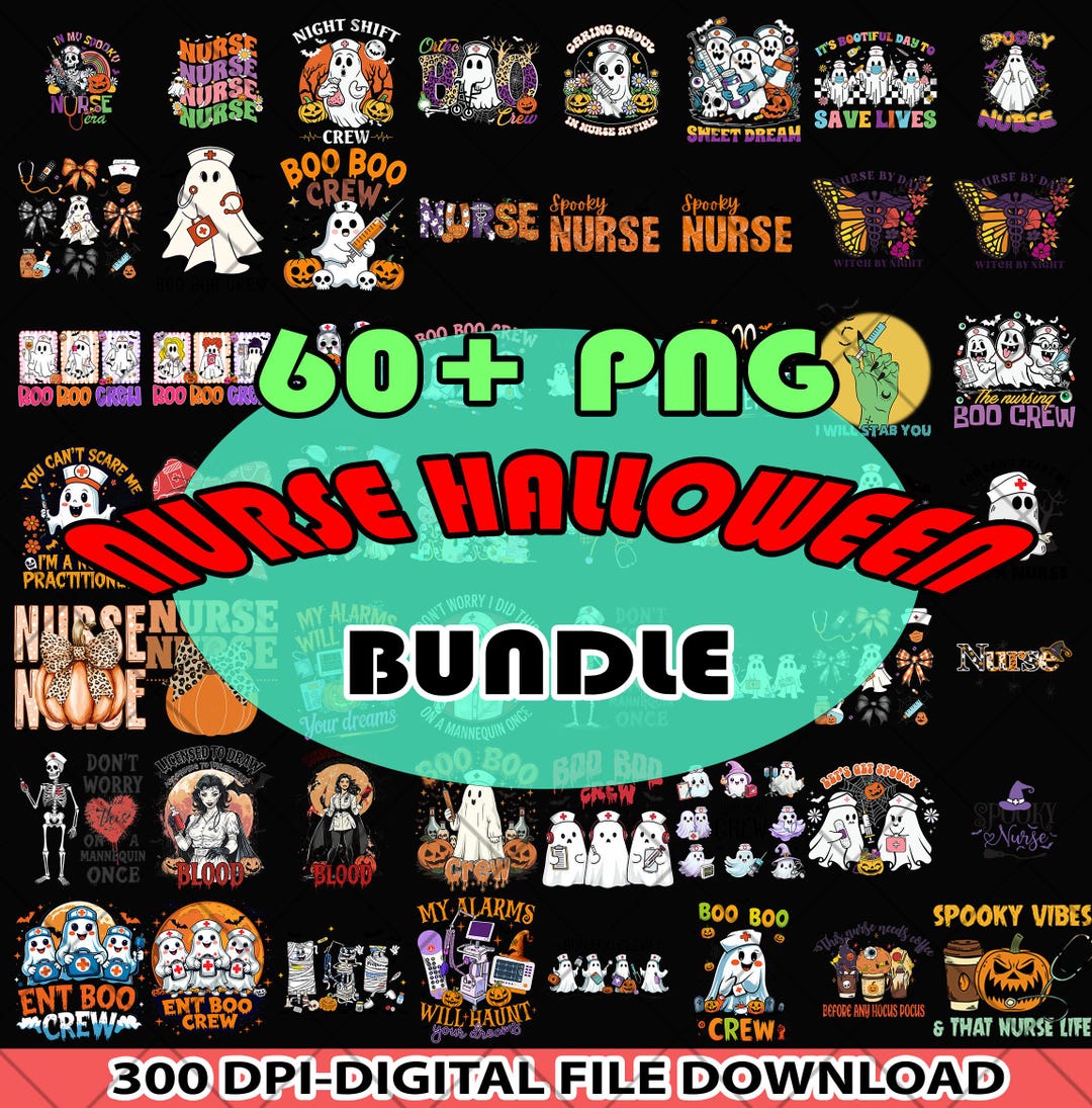 60+ Nurse Halloween PNG Bundle Boo Crew Spooky Nurse Fall Medical ...