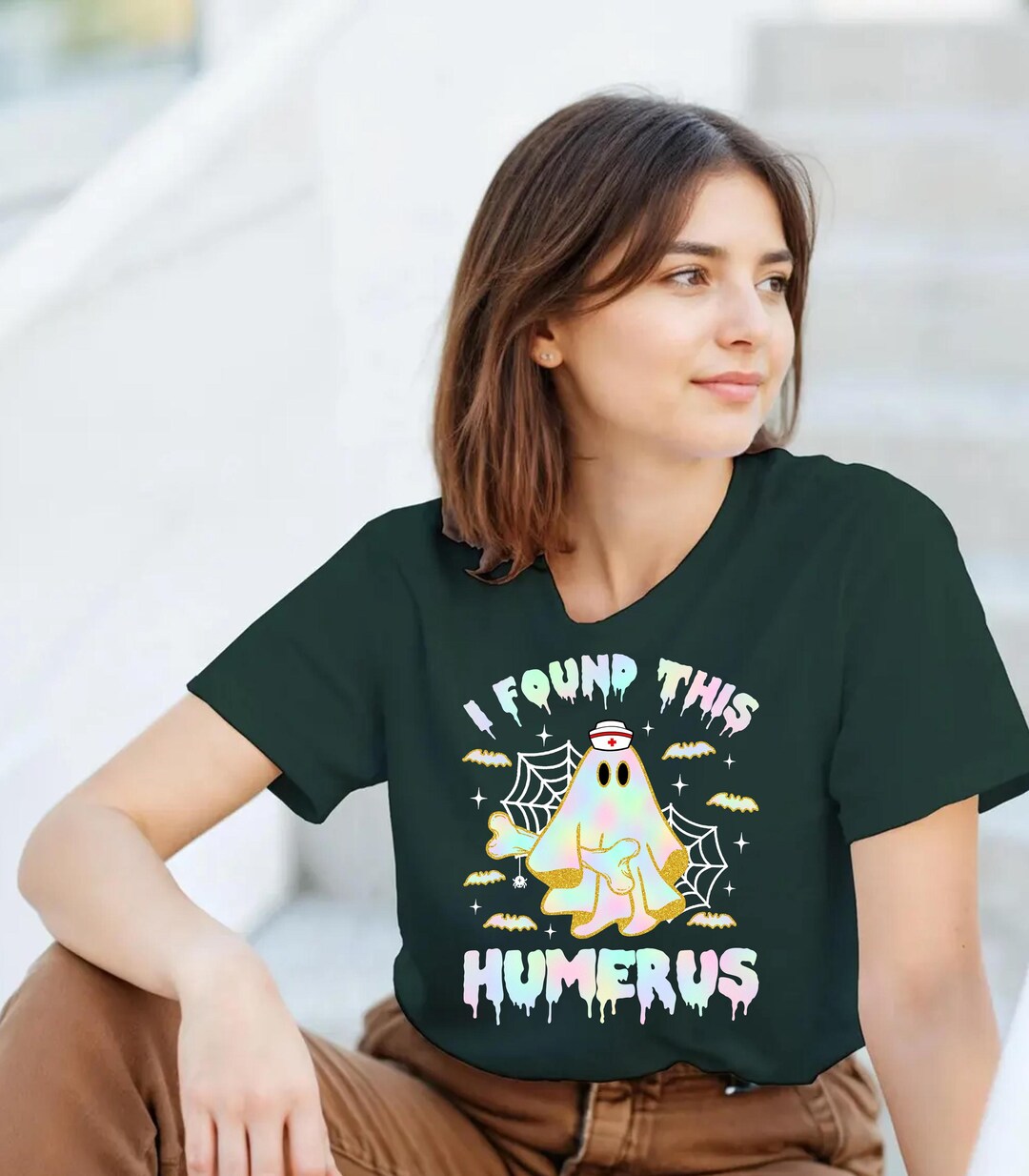 I Found This Humerus Spooky Nurse Halloween Neon Style PNG, Nicu Nurse ...
