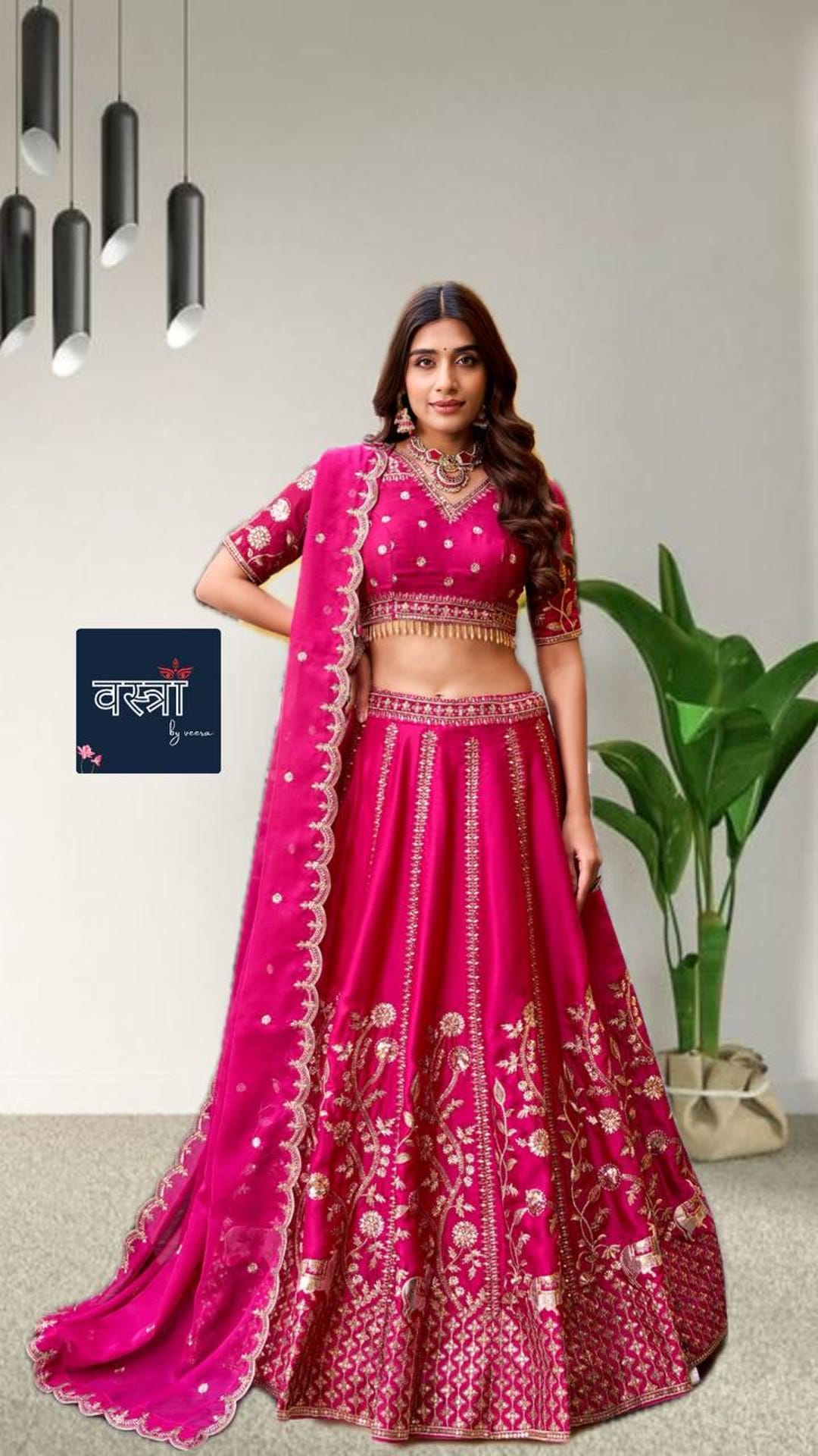 Pink Embroidered Lehenga Top With Dupatta, Bridal/party Wear Lengha ...