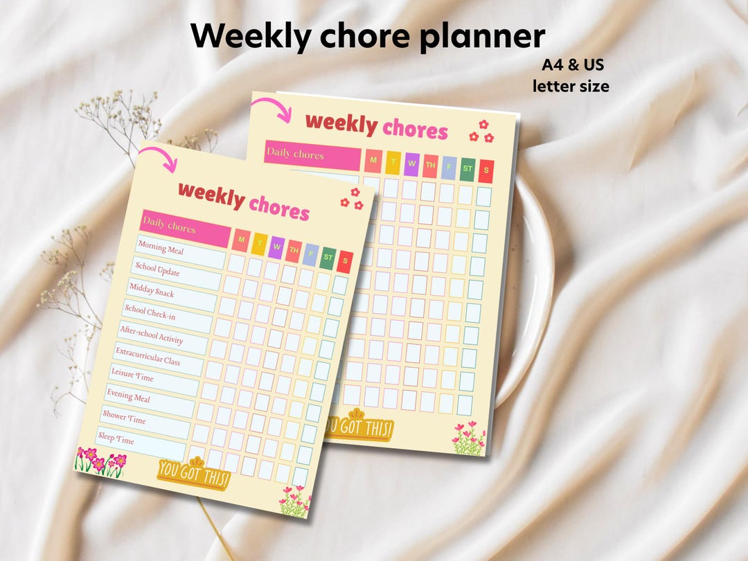 Editable Weekly Chore Chart for Kids Weekly Chore Chart Kids Printable ...