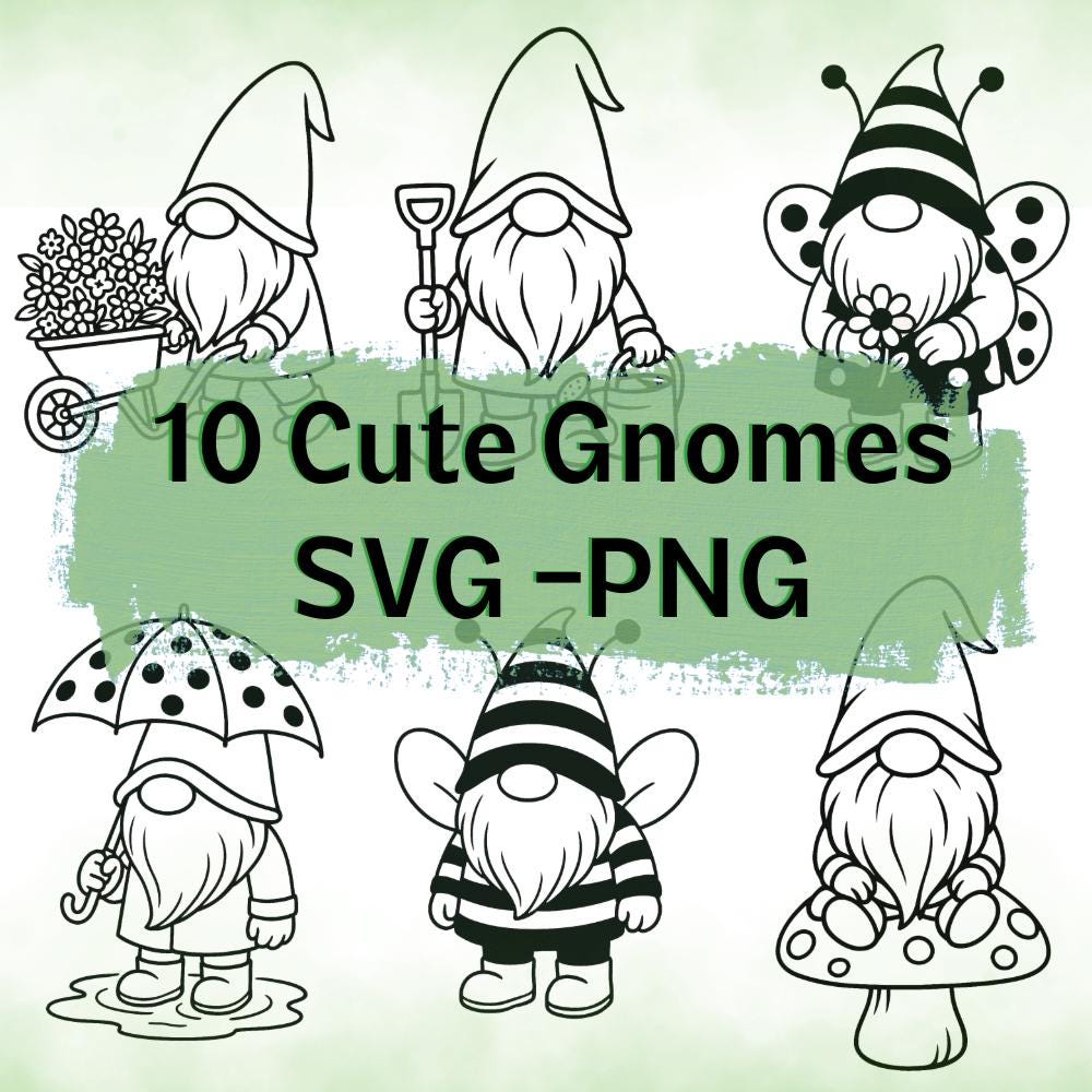 10 Cute Gnomes Bundle - SVG ~ PNG - Etsy
