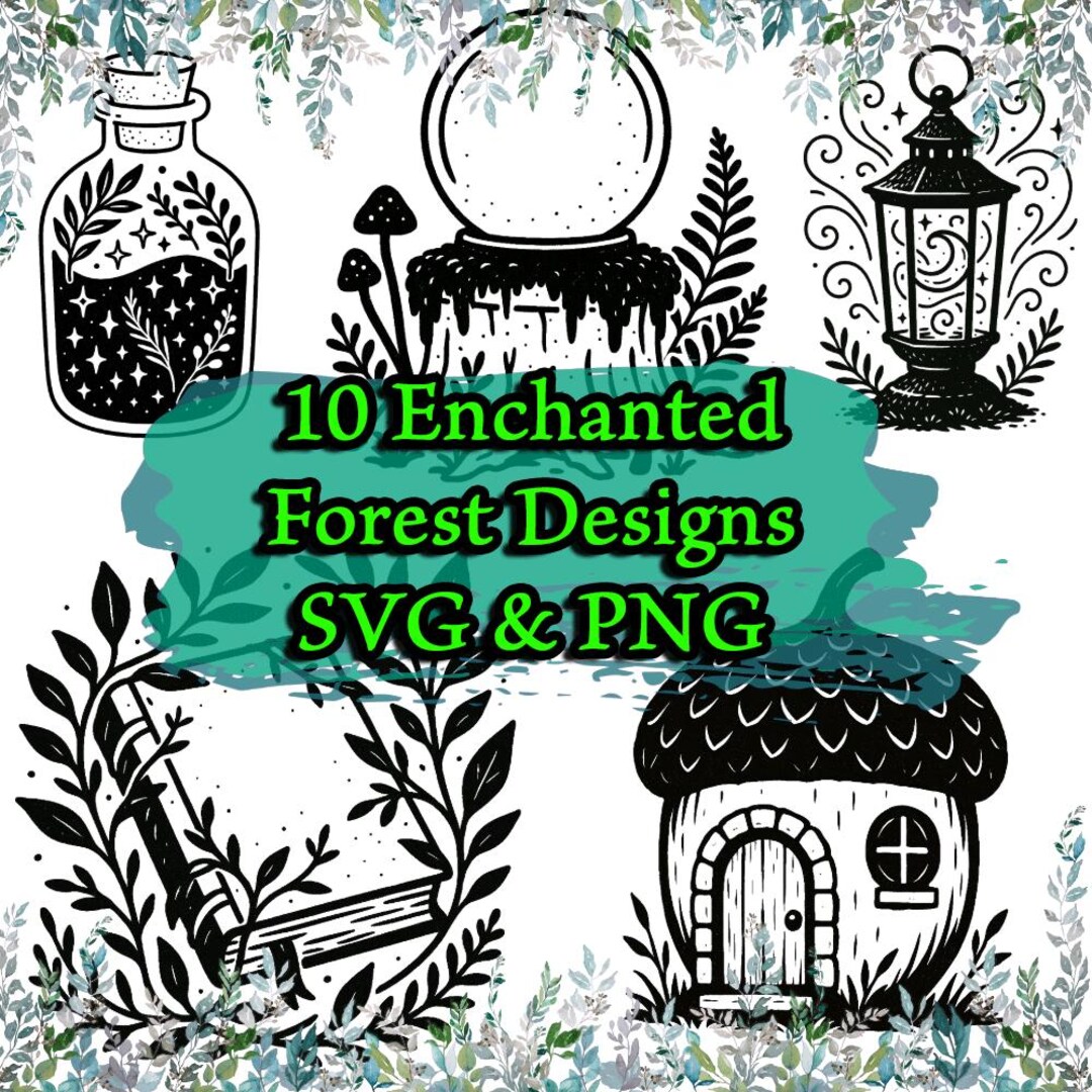 10 Enchanted Forest Designs - SVG & PNG - Transparent Backgrounds - Etsy