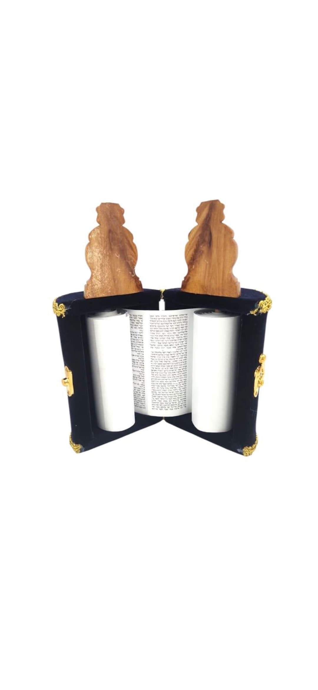 Mini Torah Scroll | Velvet Cover, Wooden Handles | Judaica Gift - Etsy