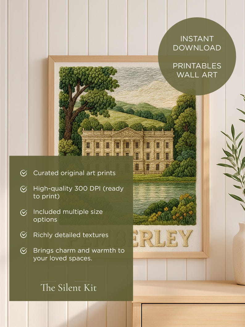 Pride and Prejudice Pemberley Print, Jane Austen Textile Wall Art ...