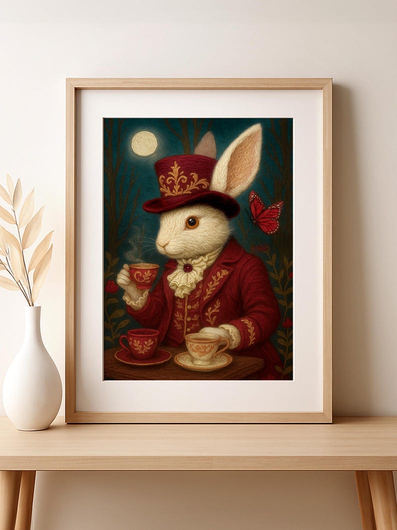White Rabbit Alice in Wonderland Wall Art – Dark Academia Gothic Decor ...