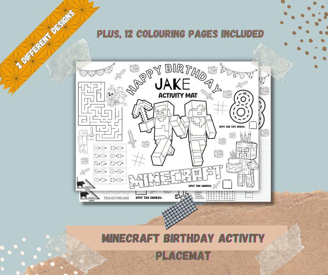 Personalized Minecraft Birthday Activity Placemat (digital Download) - Etsy
