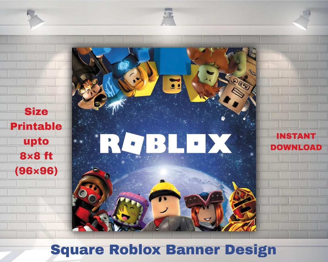 Roblox Party Backdrop | Printable 8x8ft Banner | Gamer Birthday ...