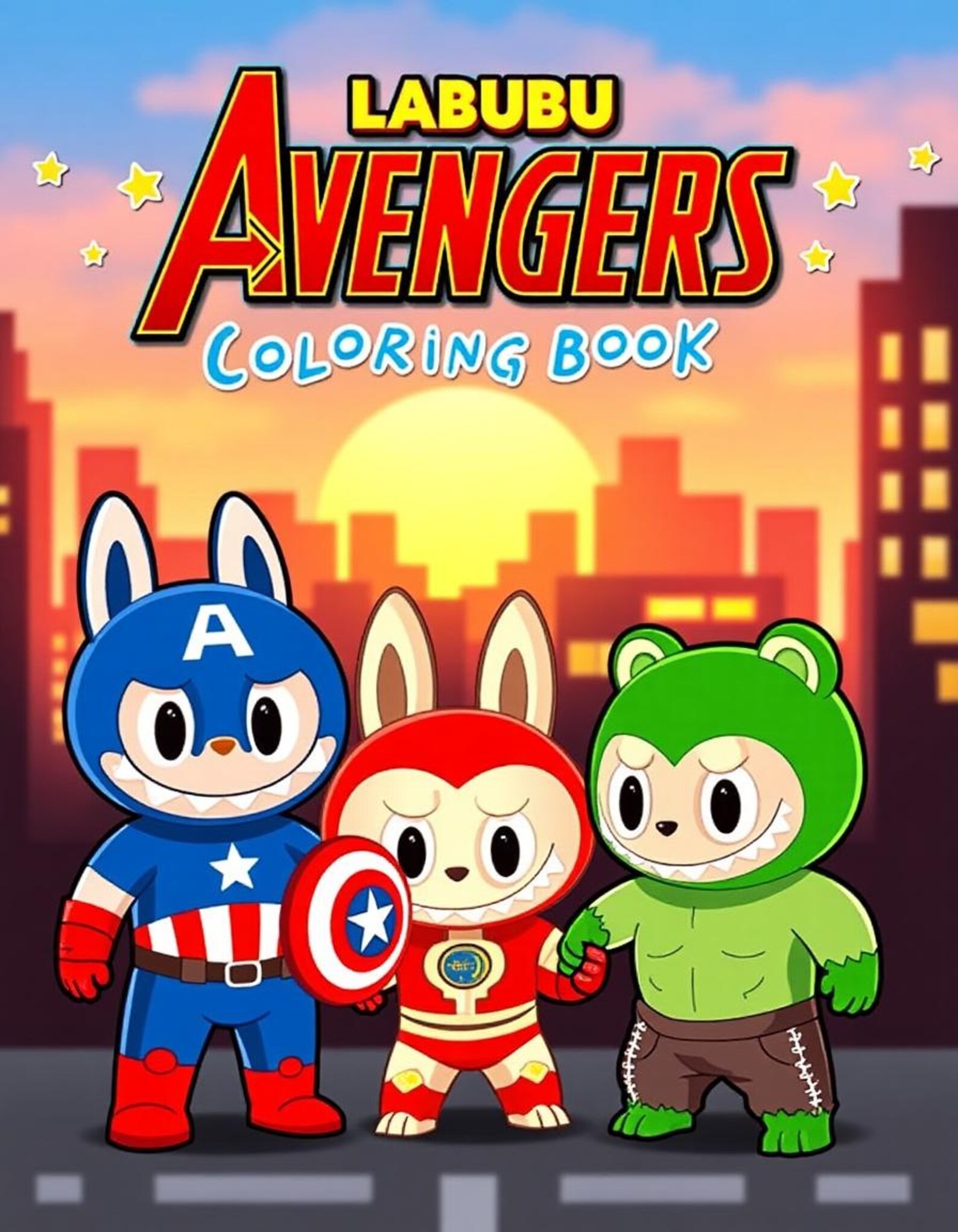 Labubu's World Coloring Book:avengers Edition 8 Pdf Coloring Pages - Etsy