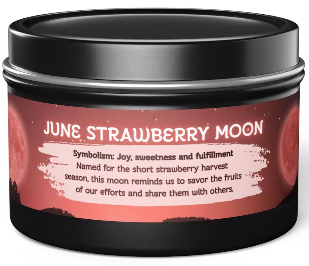 Full Moon Ritual Candle | JUNE STRAWBERRY MOON | Lunar Phase Candle ...