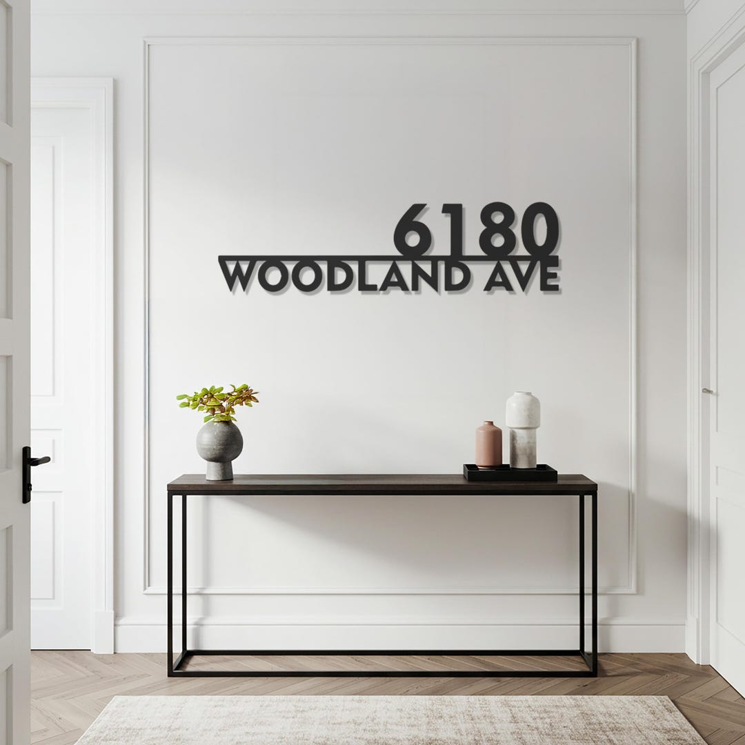 Custom Metal Address Sign: Modern House Number Street Name Wall Decor ...