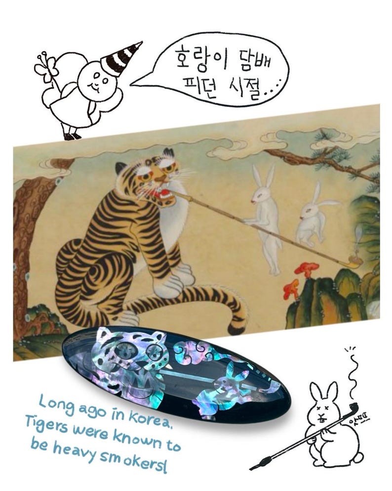 Korean Mother-of-pearl Tiger Hair Clip: Hanbok Inspired Handmade ...