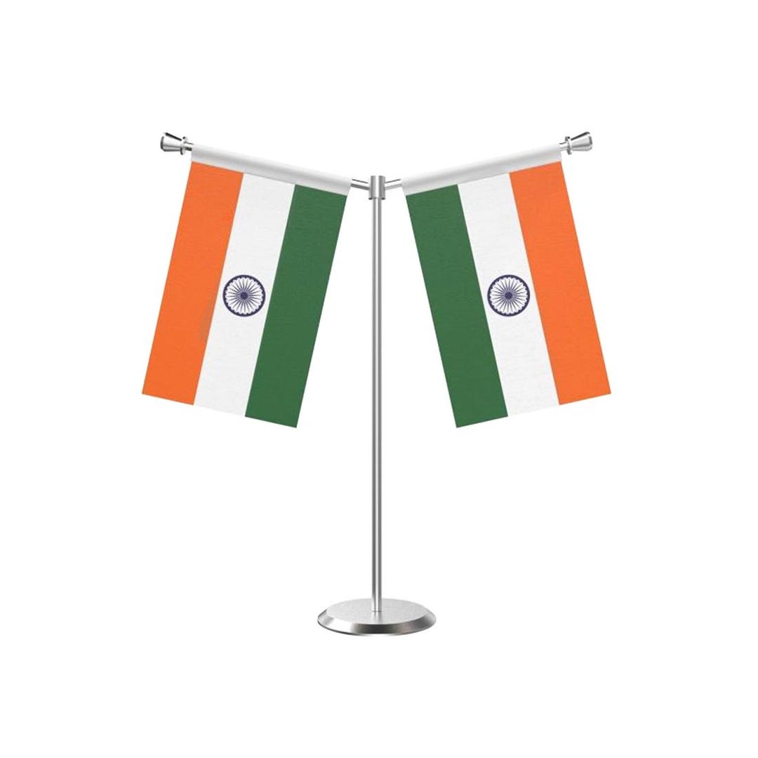 Indian Flag Desk Display—y-shaped Stand With Stainless Steel Base—4x6 ...
