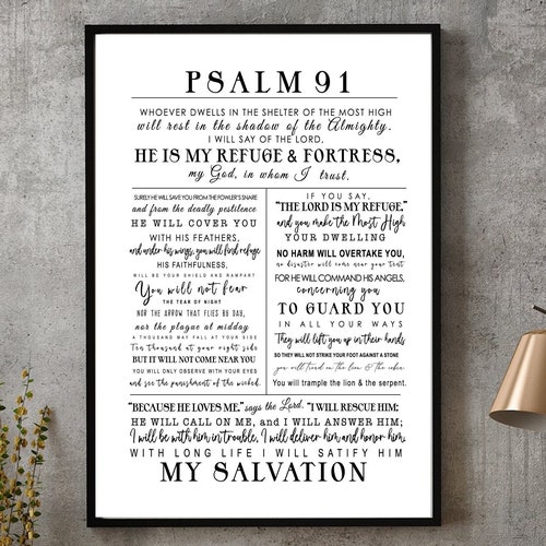 Psalm 91 Scripture Wall Art Home Decor Bible Verse Art - Etsy