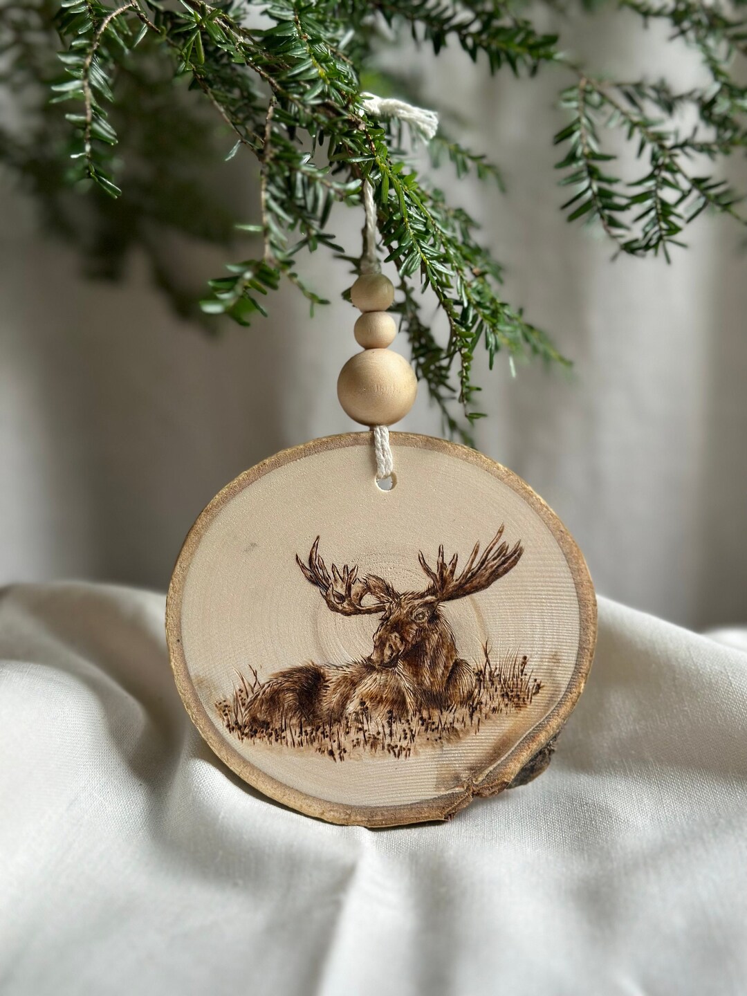 Holiday Woodburned Ornament Hand Drawn Pyrography Moose - Etsy
