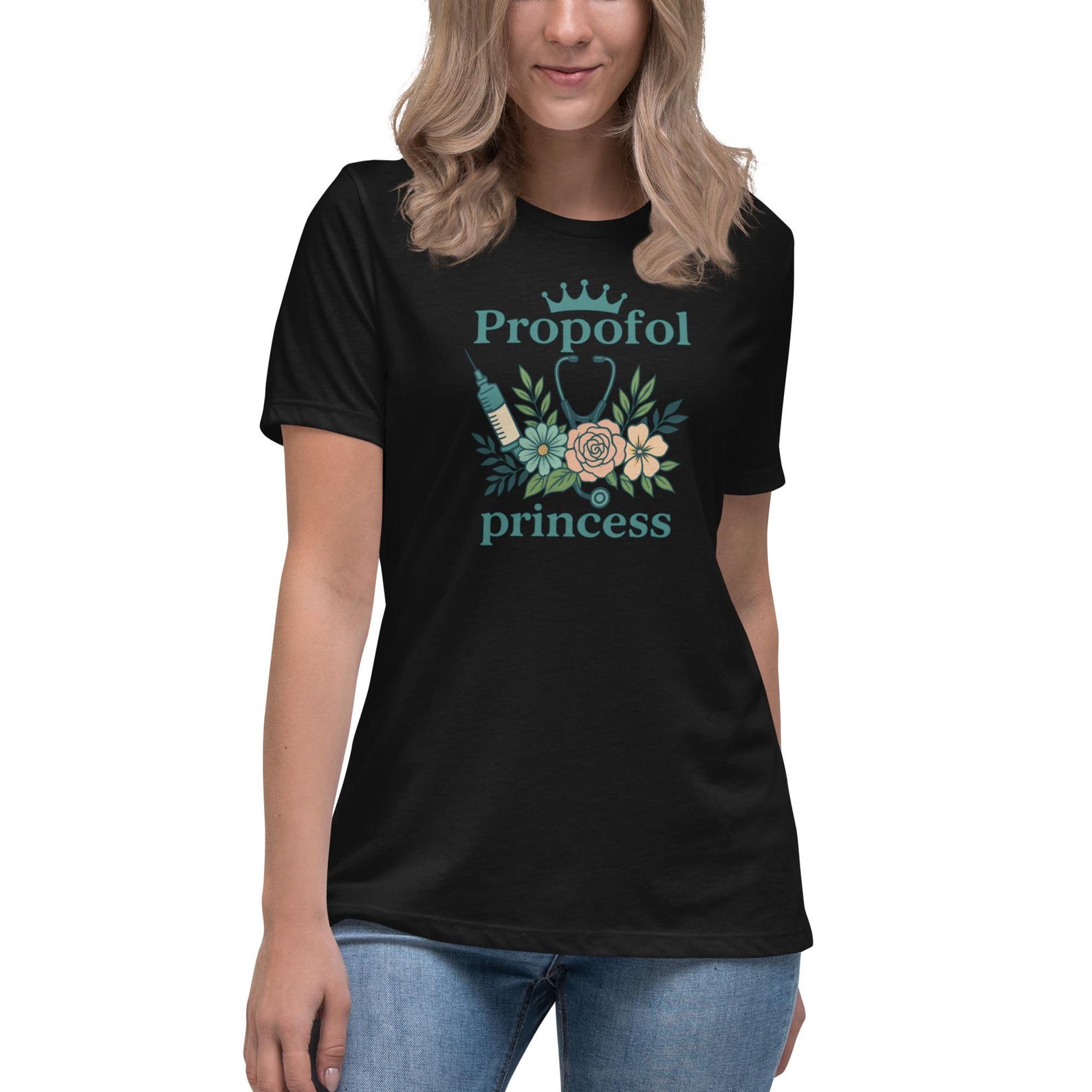 Propofol Princess Floral Medical Shirt, Cute CRNA Nurse Anesthesia T ...