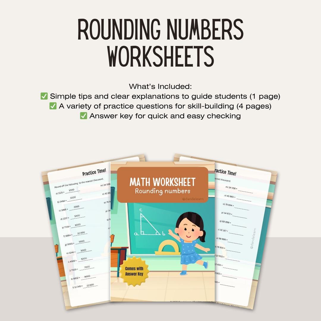 Year 3-5 Mathematic | Skills Worksheet | Rounding off to the Nearest ...