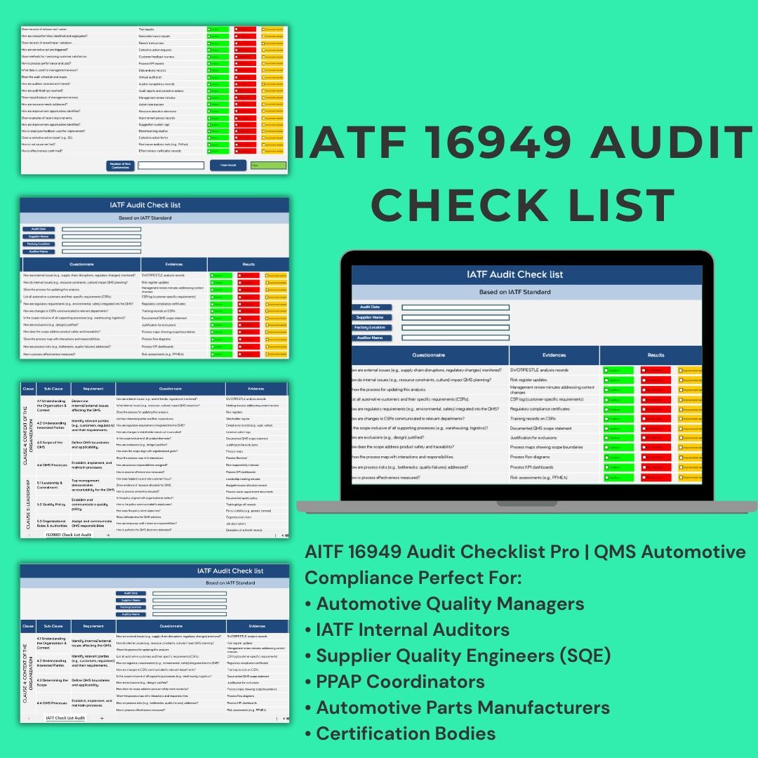 IATF 16949 Audit Checklist Pro | Automotive QMS Tool | Core Tools ...