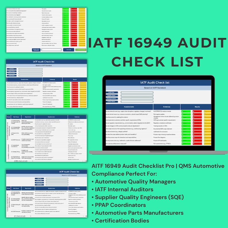 IATF 16949 Audit Checklist Pro | Automotive QMS Tool | Core Tools ...