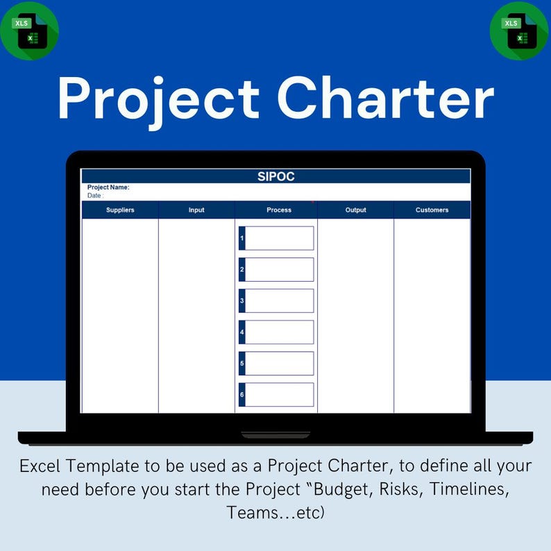 Project Charter & SIPOC Excel Template - Etsy