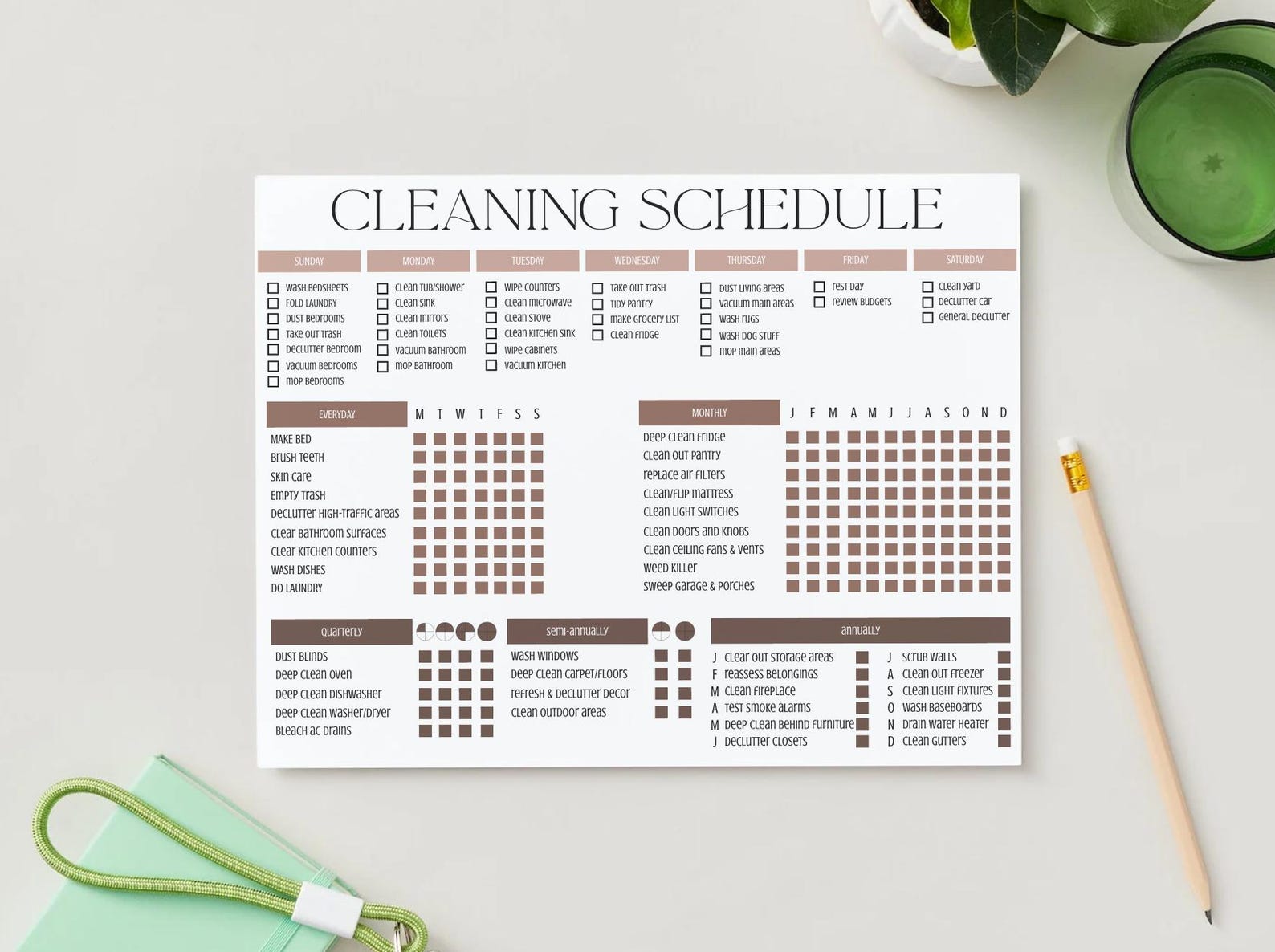 Ultimate Cleaning Schedule Printable - Daily, Weekly, Monthly ...