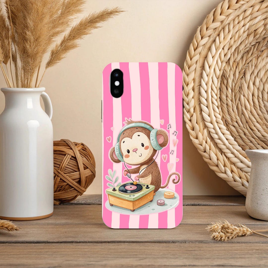 Funny Monkey and Stripes Phone Case, Cute Monkey Design Phone Cases ...