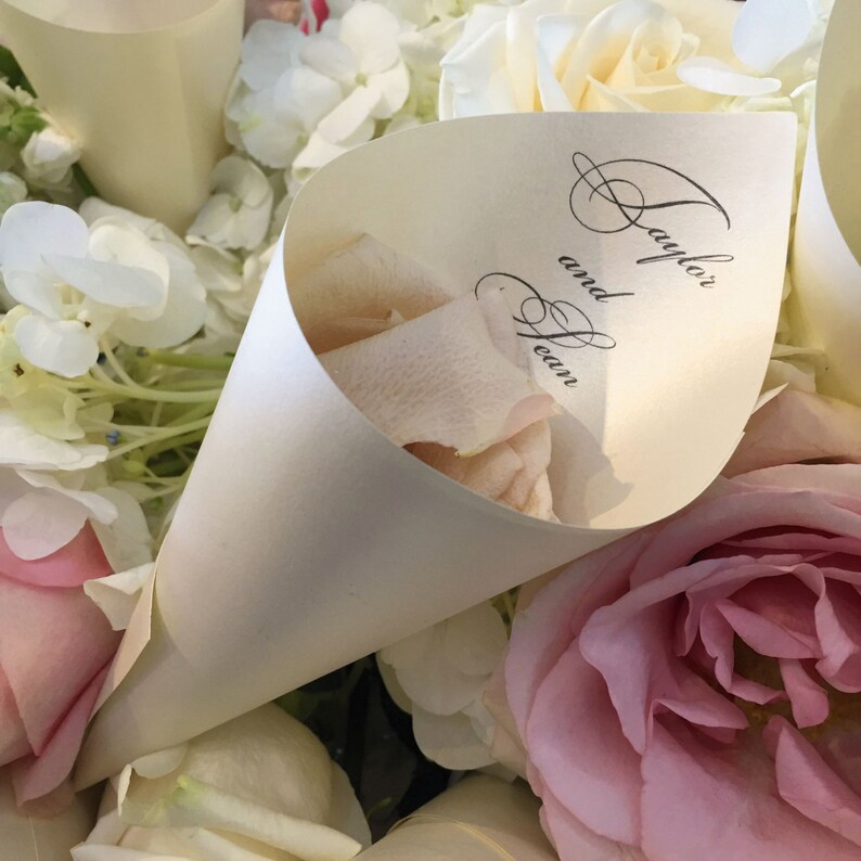 Personalized Wedding Petal Favor Cones (shown in Quartz) - Etsy