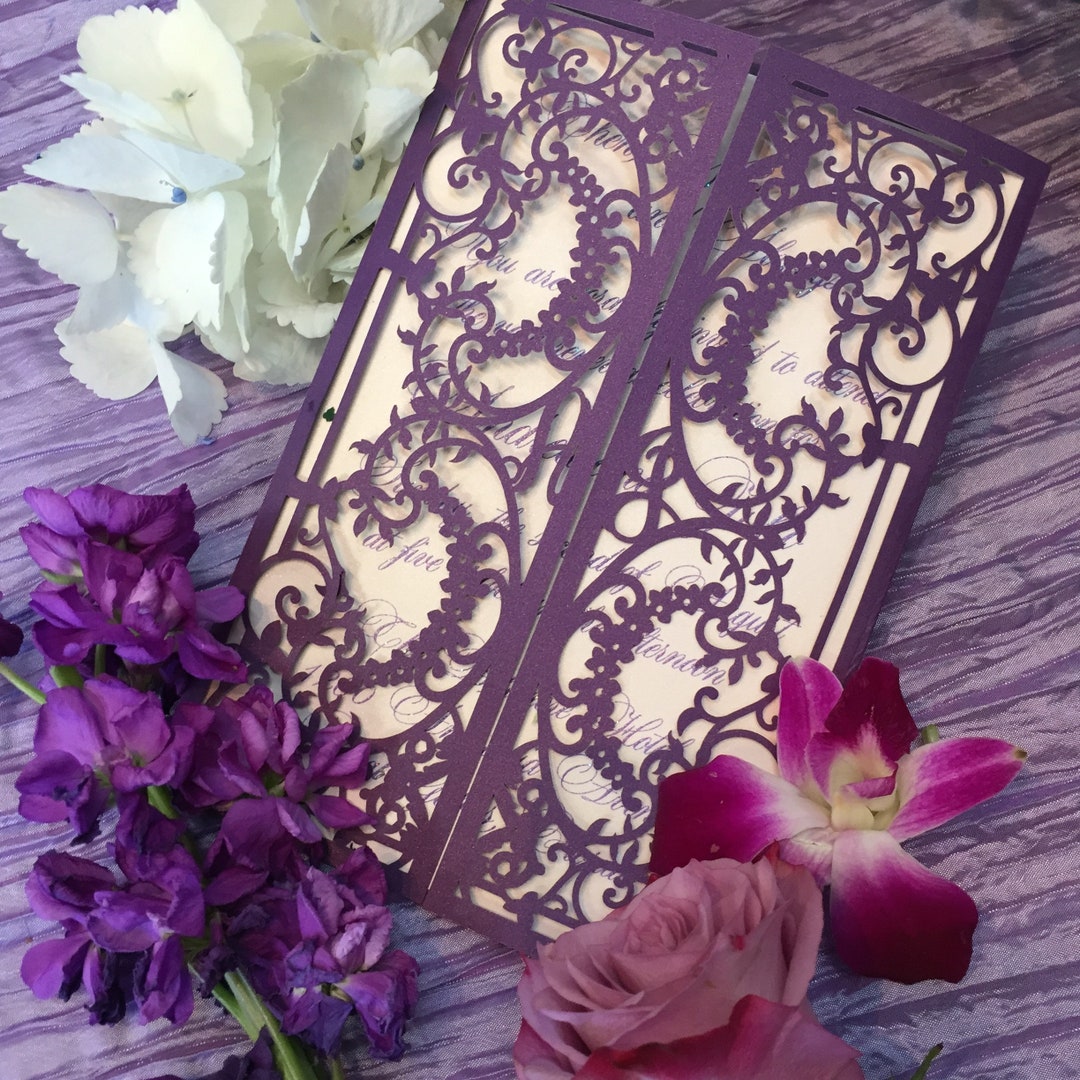 Lace Laser Cut Rose Invitation - Etsy