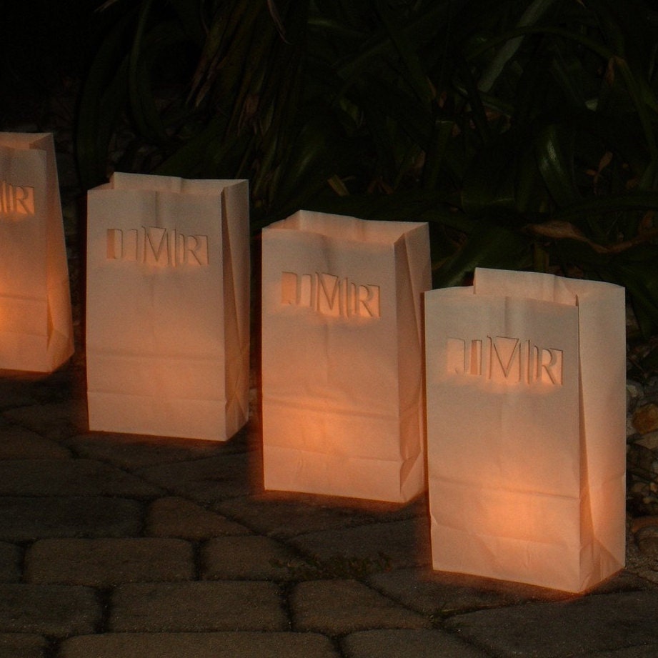 Luminary Bag With Personalized Laser Cut Monogram (white) - Etsy