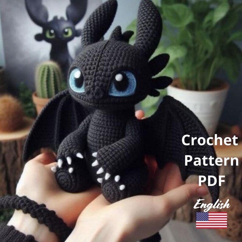 Toothless Dragon Crochet Pattern - Amigurumi - Etsy