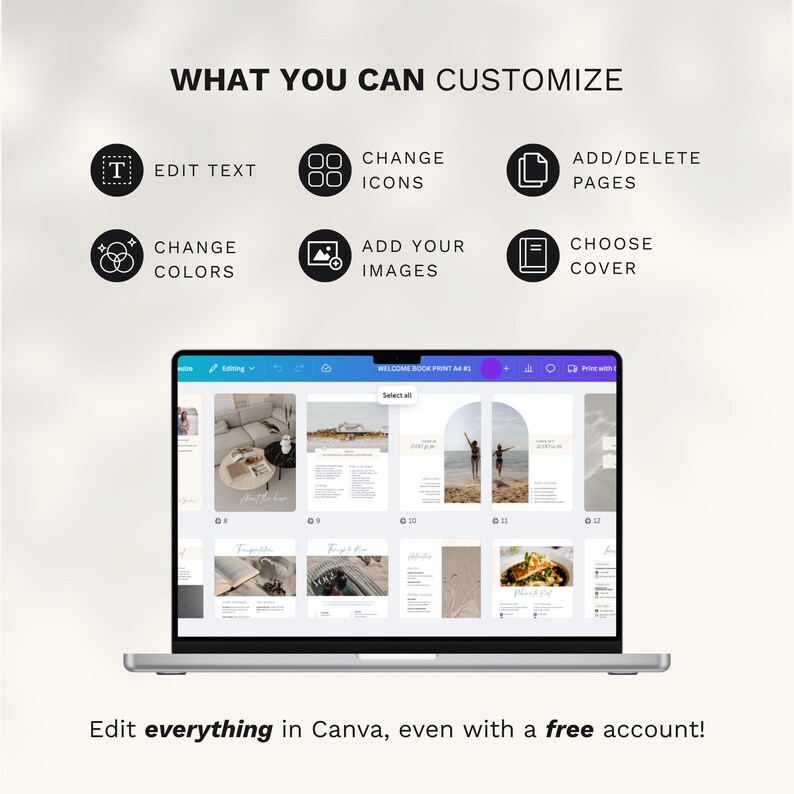 Airbnb Welcome Kit, Beach House Signs, Canva Templates (digital ...