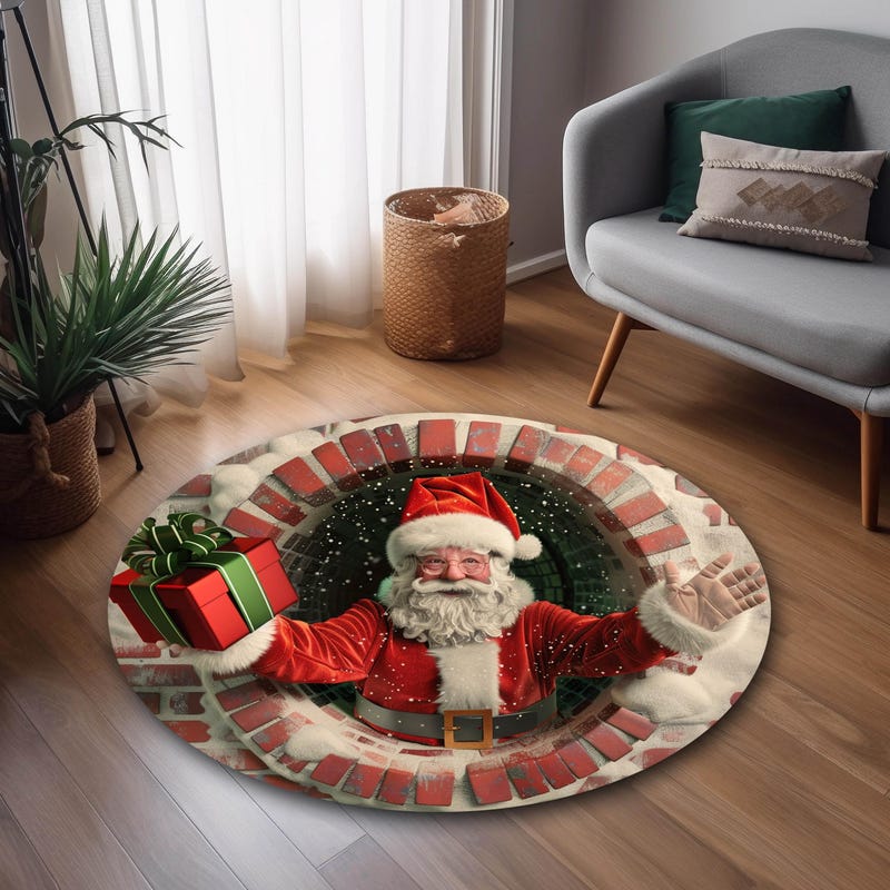 Round Christmas Rug - Etsy