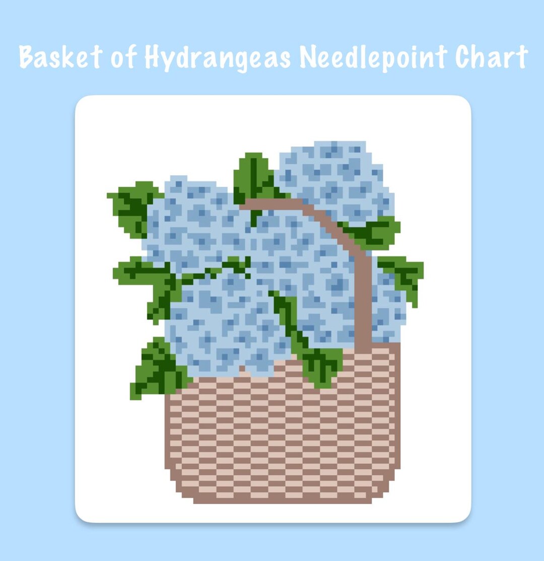 Basket of Hydrangeas Needlepoint Chart - Etsy