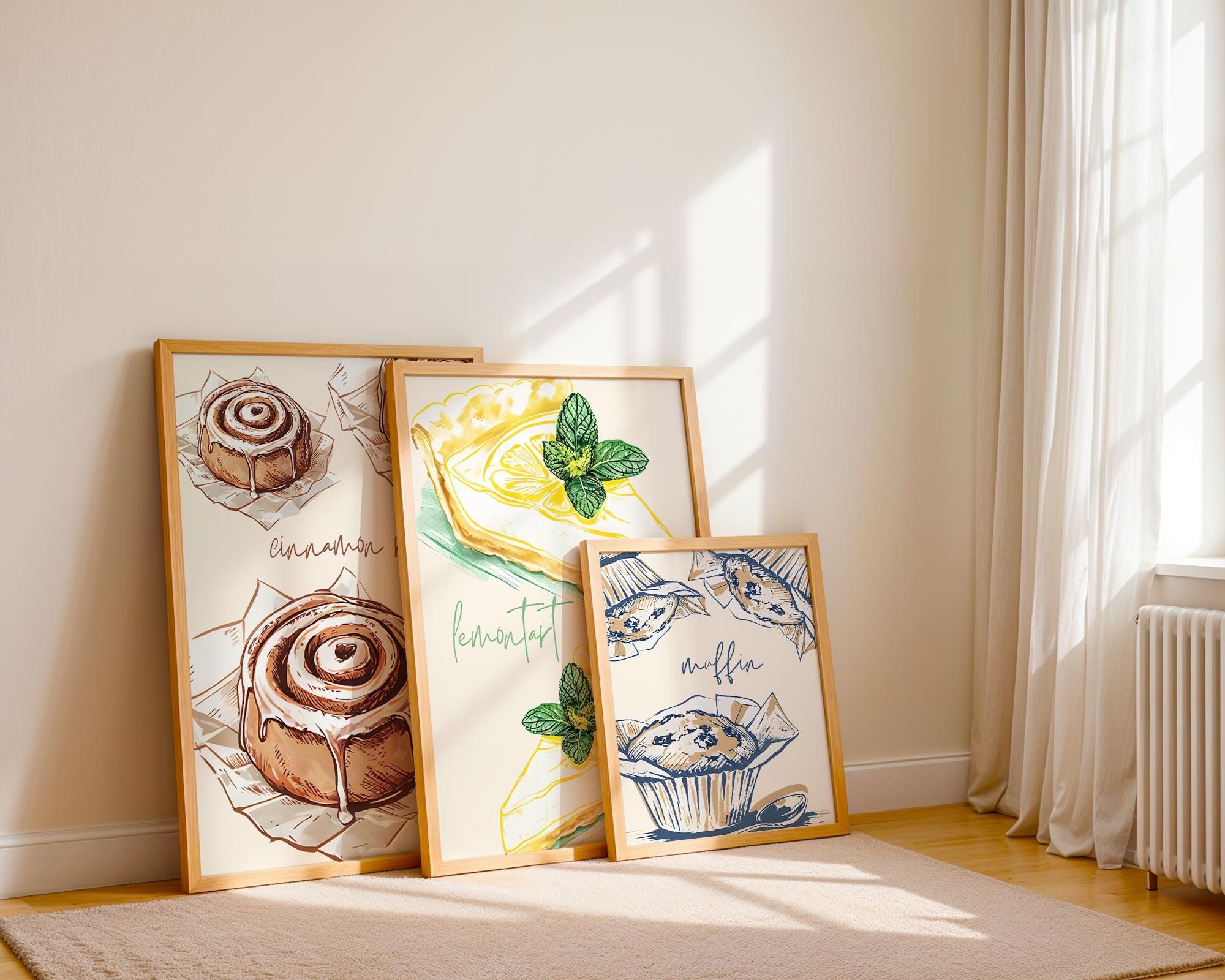 Bakery Wall Art Set of 6 – Vintage-inspired Pastry Prints for Café ...