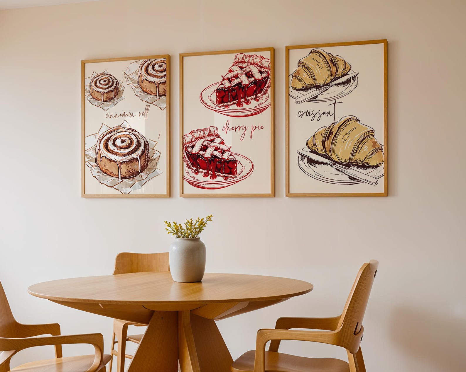 Bakery Wall Art Set of 6 – Vintage-inspired Pastry Prints for Café ...