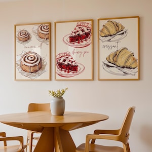 Bakery Wall Art Set of 6 – Vintage-inspired Pastry Prints for Café ...