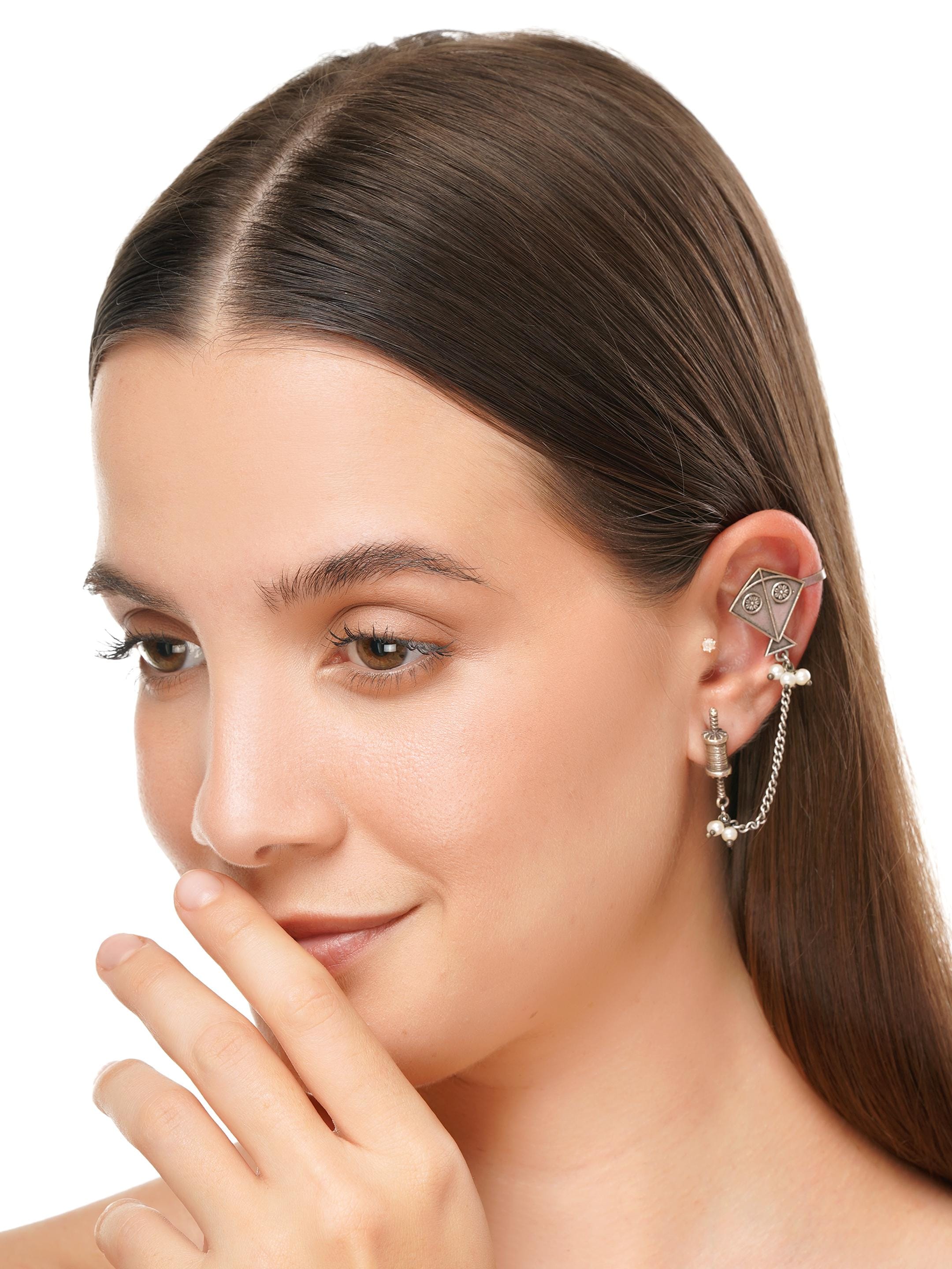 Silver Plated Bajoran Ear Cuff, Kite Winch Earrings, Sci-fi Jewelry - Etsy