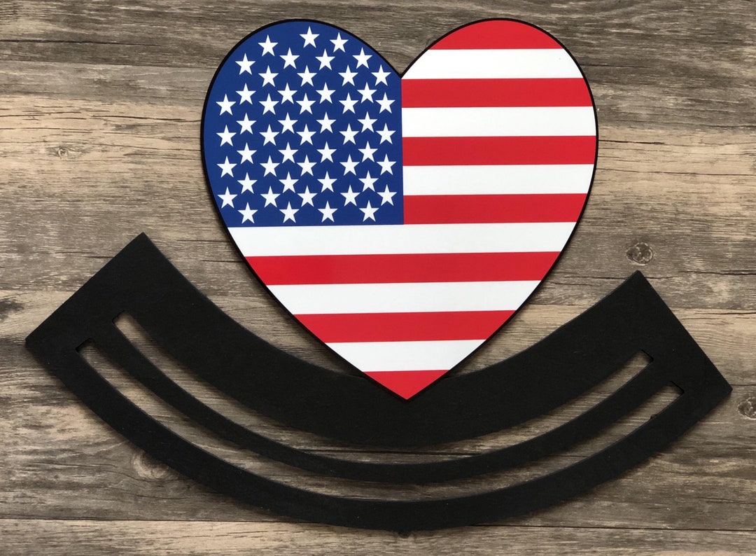 18x14 Patriotic Heart Door Hanger Sign With Rails - #284 - Door Hanger ...