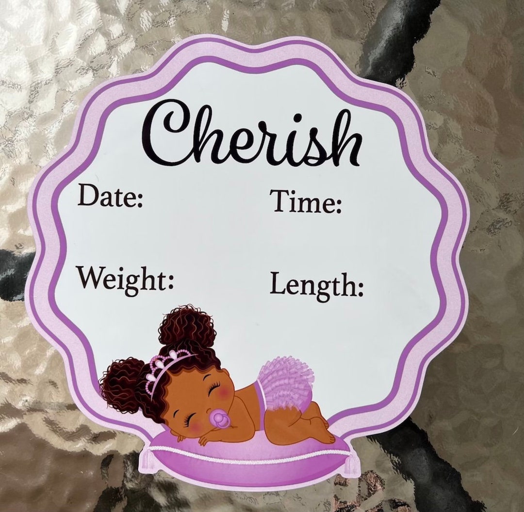 10.5x10.5" Baby Girl Sign, Baby Announcement With Info, Wreath Metal ...