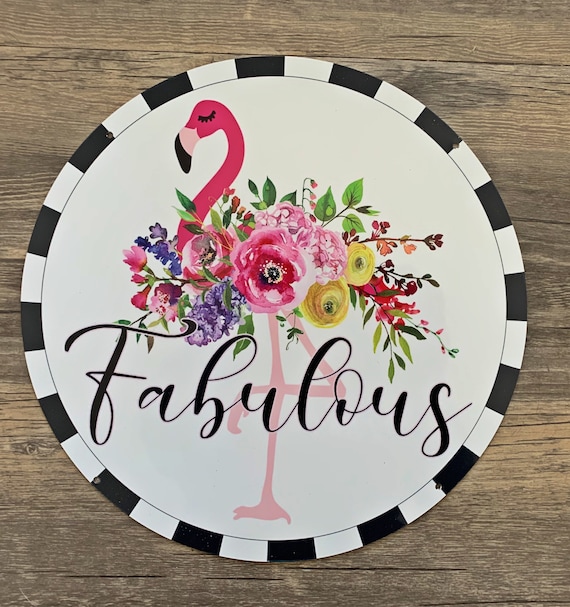 10.5 flamingo wreath aluminum metal sign 511 wreath | Etsy