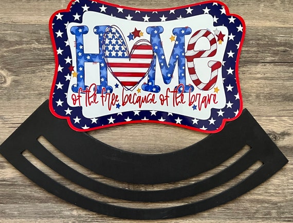 19x14.8 Home of the Free Metal/wood Sign With Rails 768 - Etsy