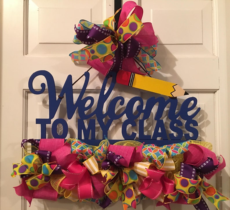 19x14 Welcome to My Class Pencil Sign With Rails Door Hanger - Etsy