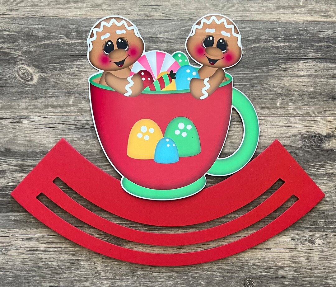 Christmas Gingerbread Metal/wood Backing Door Hanger Sign With Rails ...