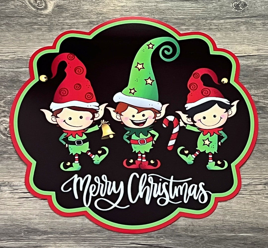 Merry Christmas Elf Wreath Sign #903 Wreath Attachment, Wreath Supplies ...