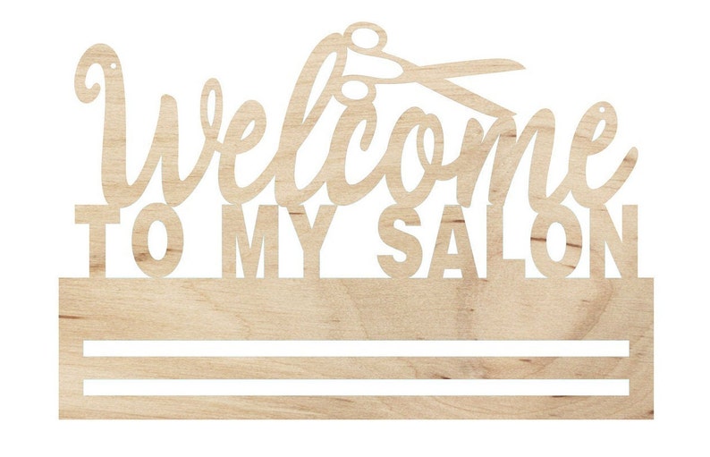 19x13 Welcome to Our Salon Sign With Rails Door Hanger - Etsy