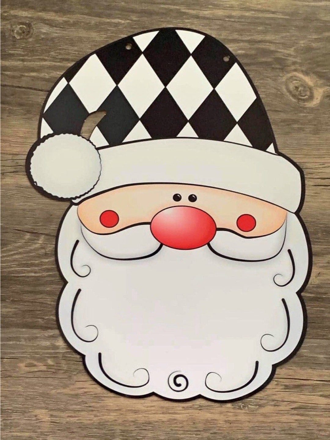 9.8x12.6” Santa Harlequin Sign #381 Wreath Sign, Metal Sign, Wreath ...